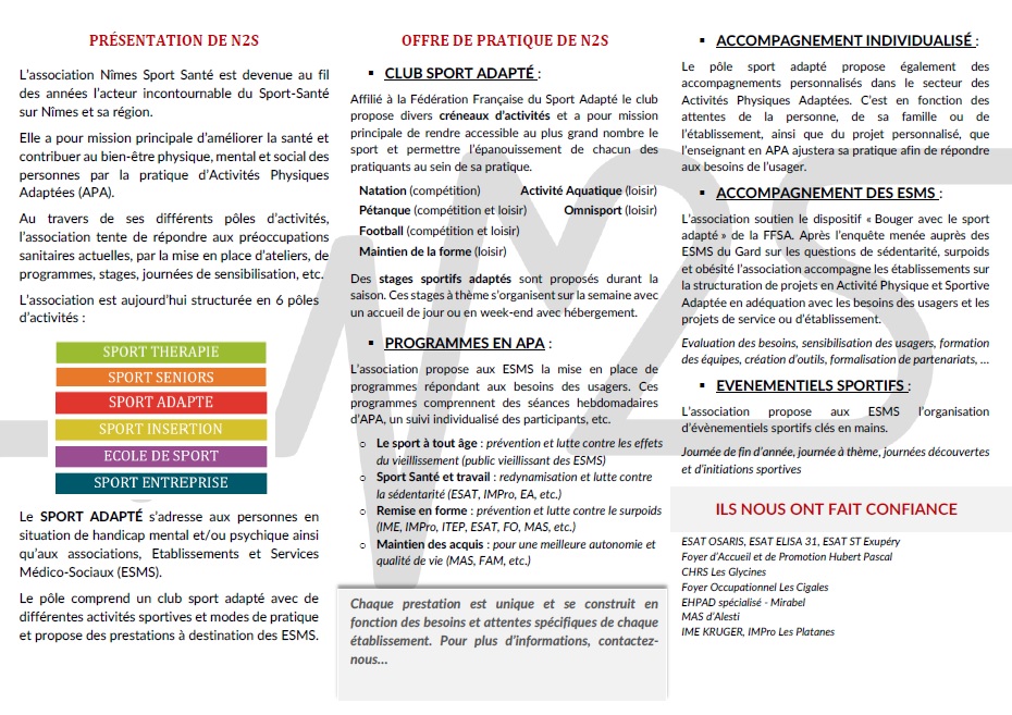 Le sport adapté au sein de l'association Nîmes Sport Santé