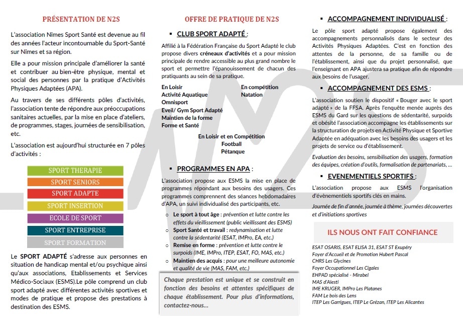 Le sport adapté au sein de l'association Nîmes Sport Santé